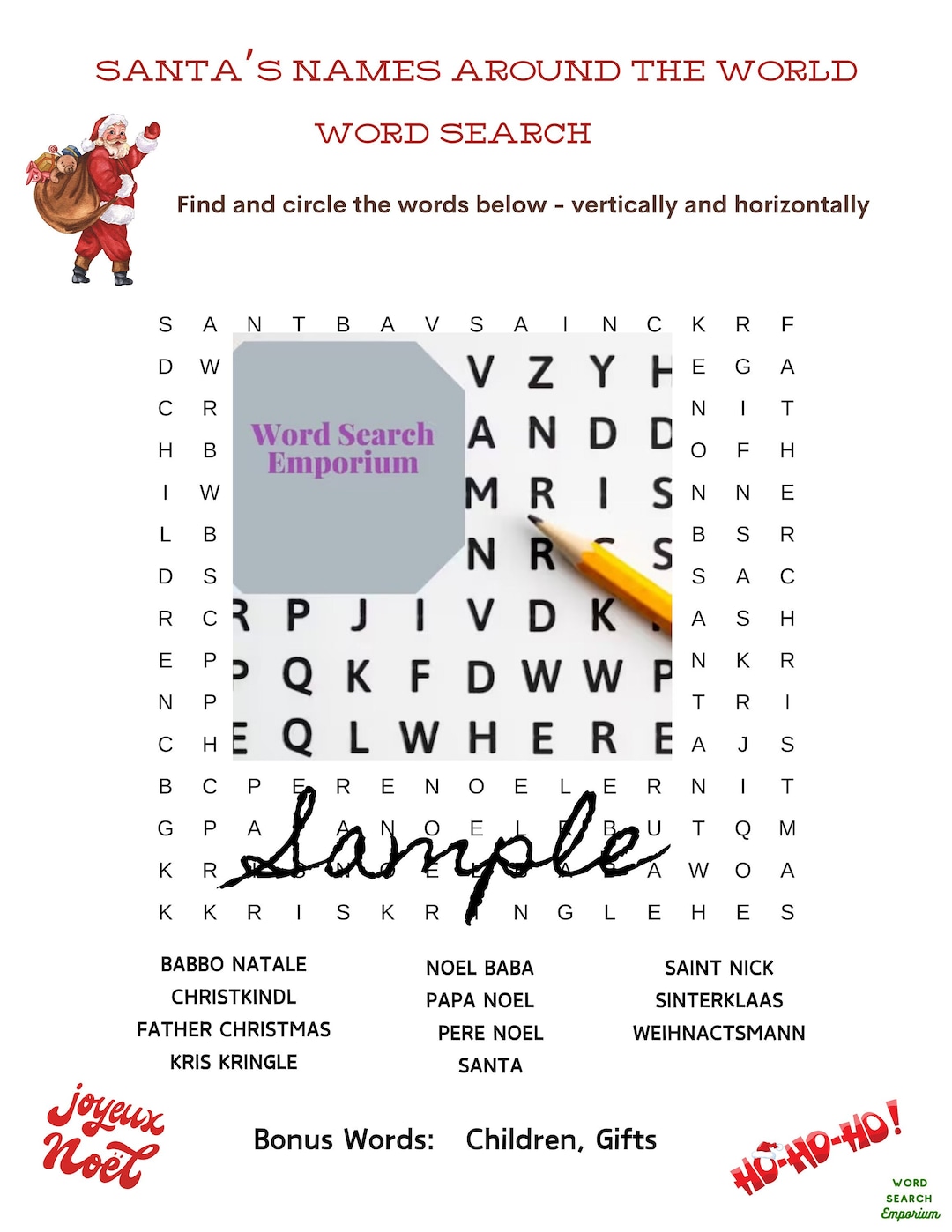 Santa's Names Around the World Word Search Plus Global Santa & Merry ...