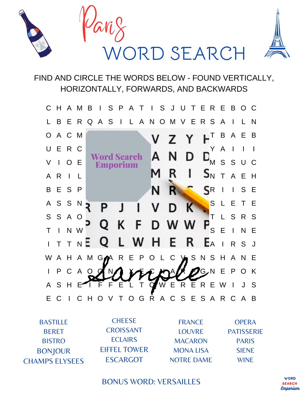 Paris Word Search – Printable Travel Activity (PDF Download) - Etsy