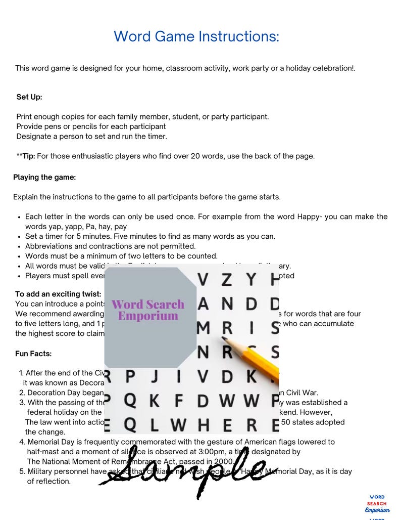 Memorial Day Word Creation Game! How Many Words Can You Create From ...