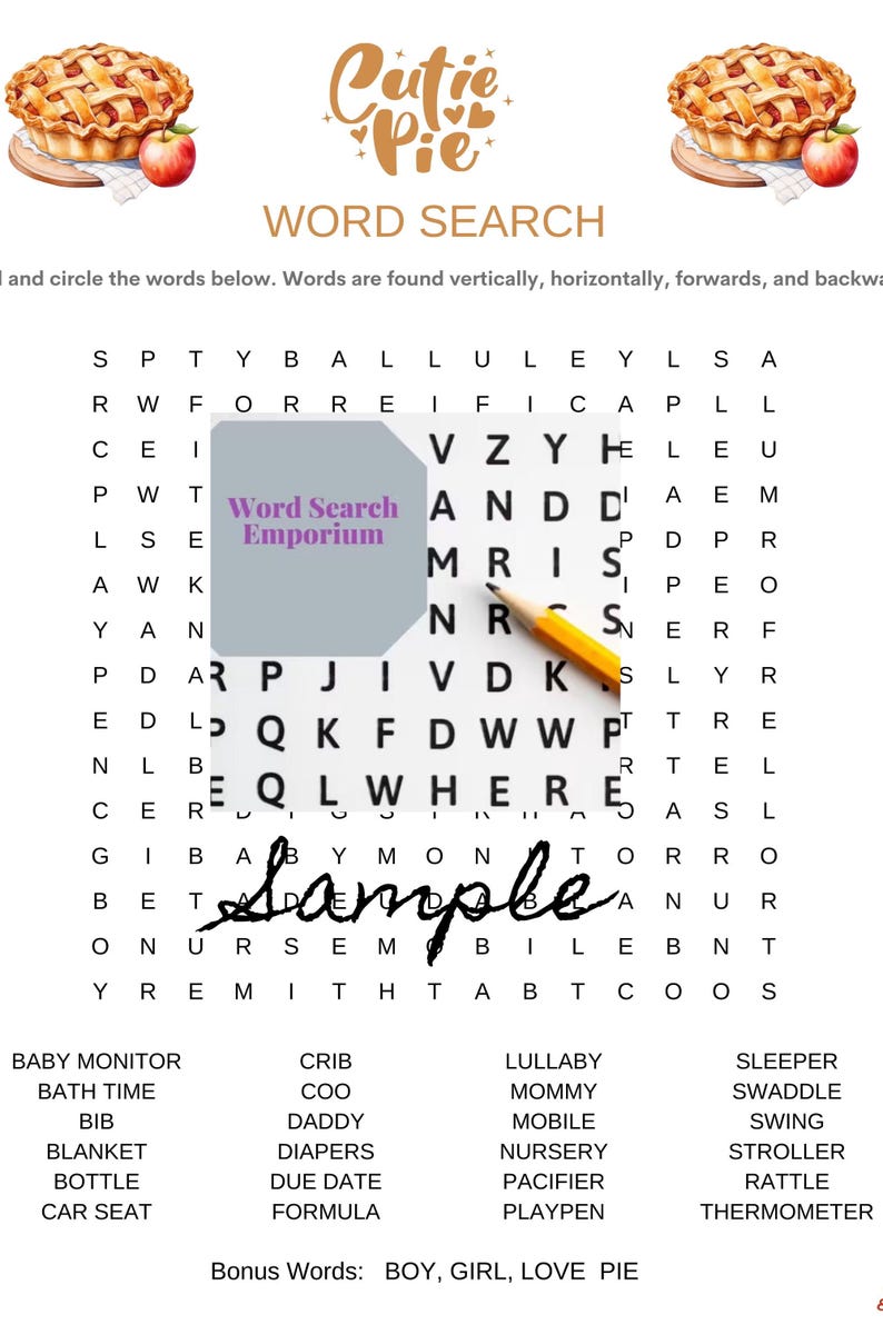 Baby Shower -apple Cutie Pie-themed Game Bundle! Gender Neutral. Nine ...