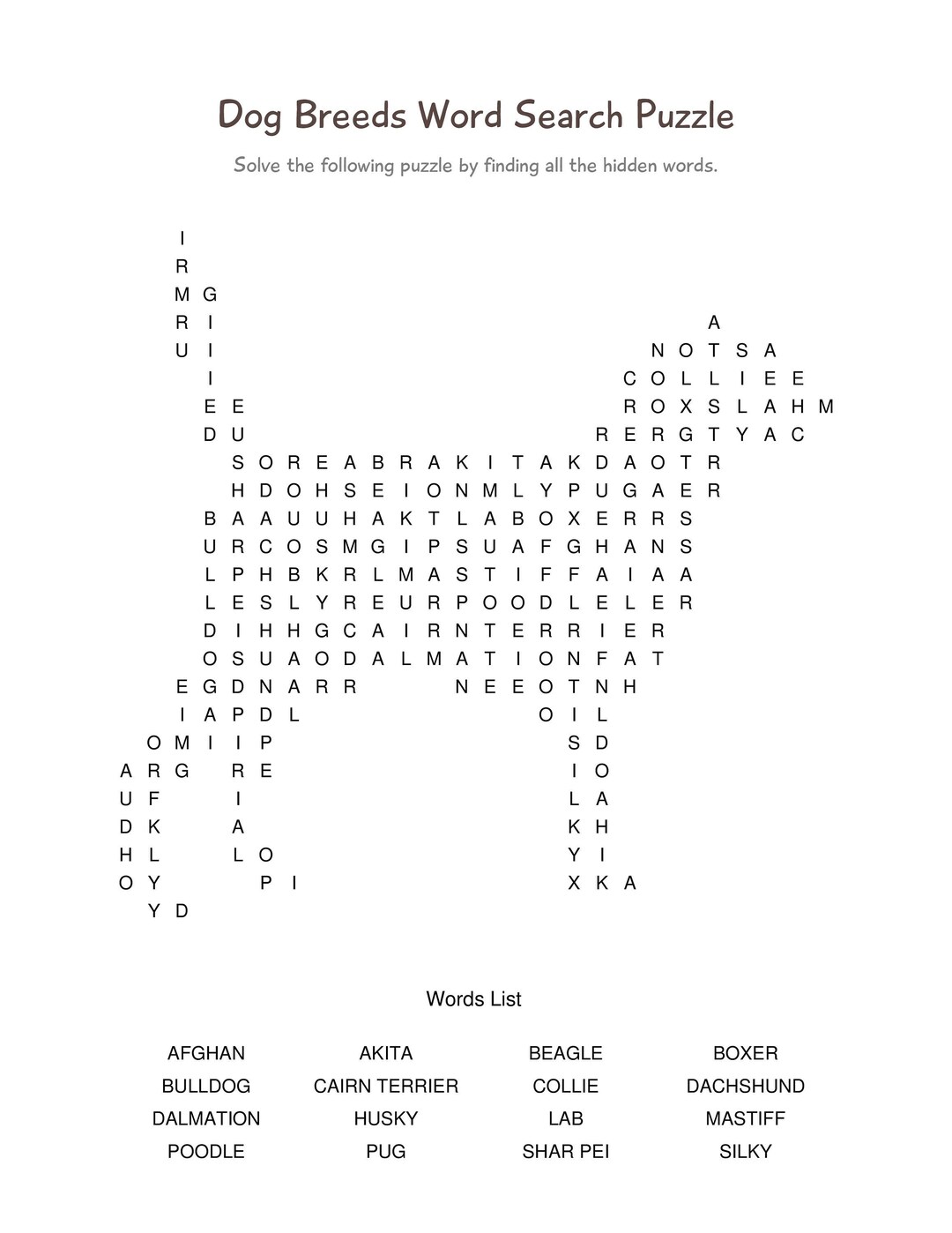 Dog Word Search Puzzle Book Enjoy Hours of Brainteasing - Etsy