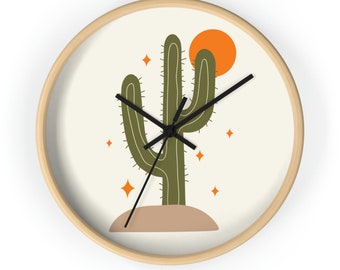 10 Watercolor Cactus Wall Clock , Cactus Wall Clock , Botanical Wall ...