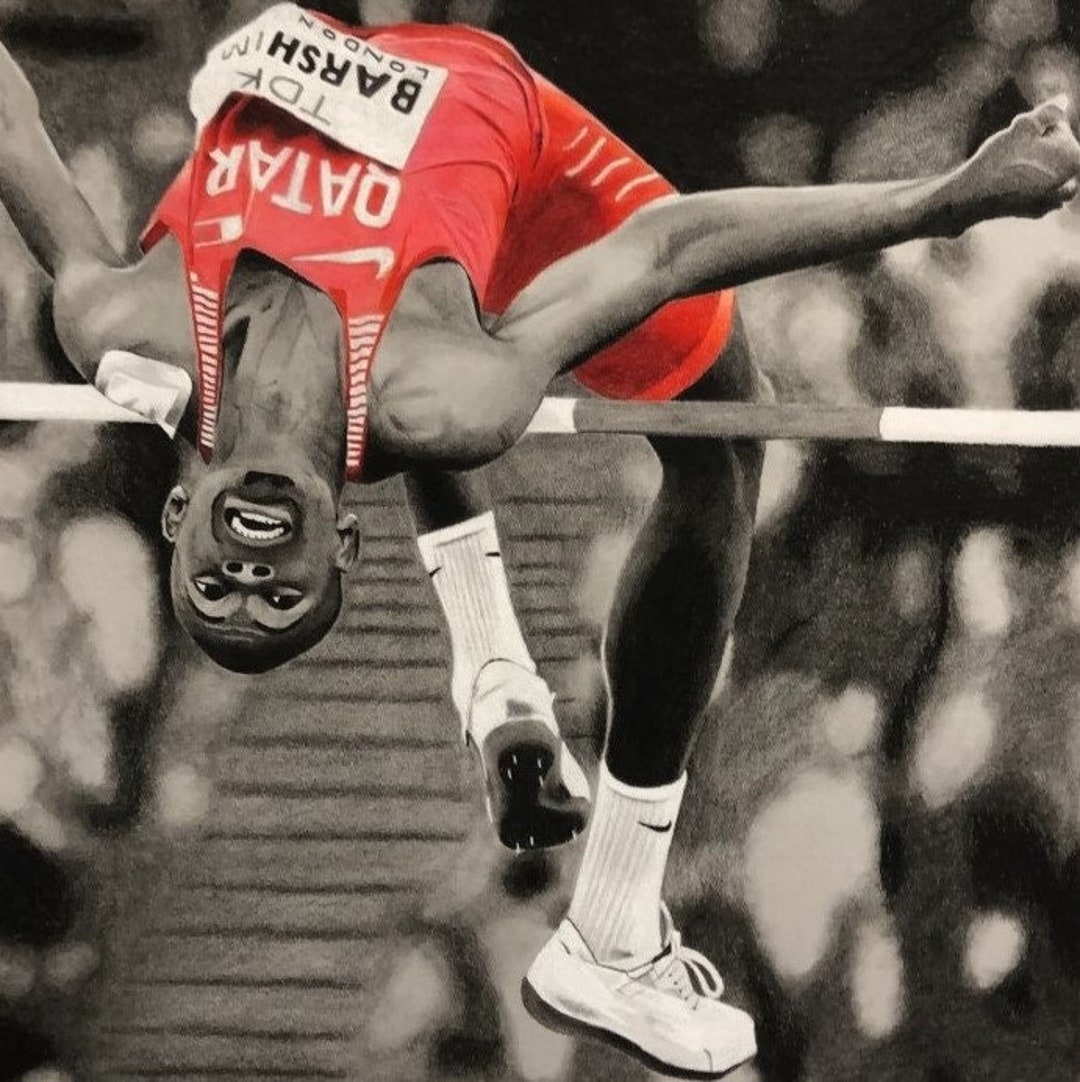 Mutaz Barshim Charcoal Drawing Print - Etsy