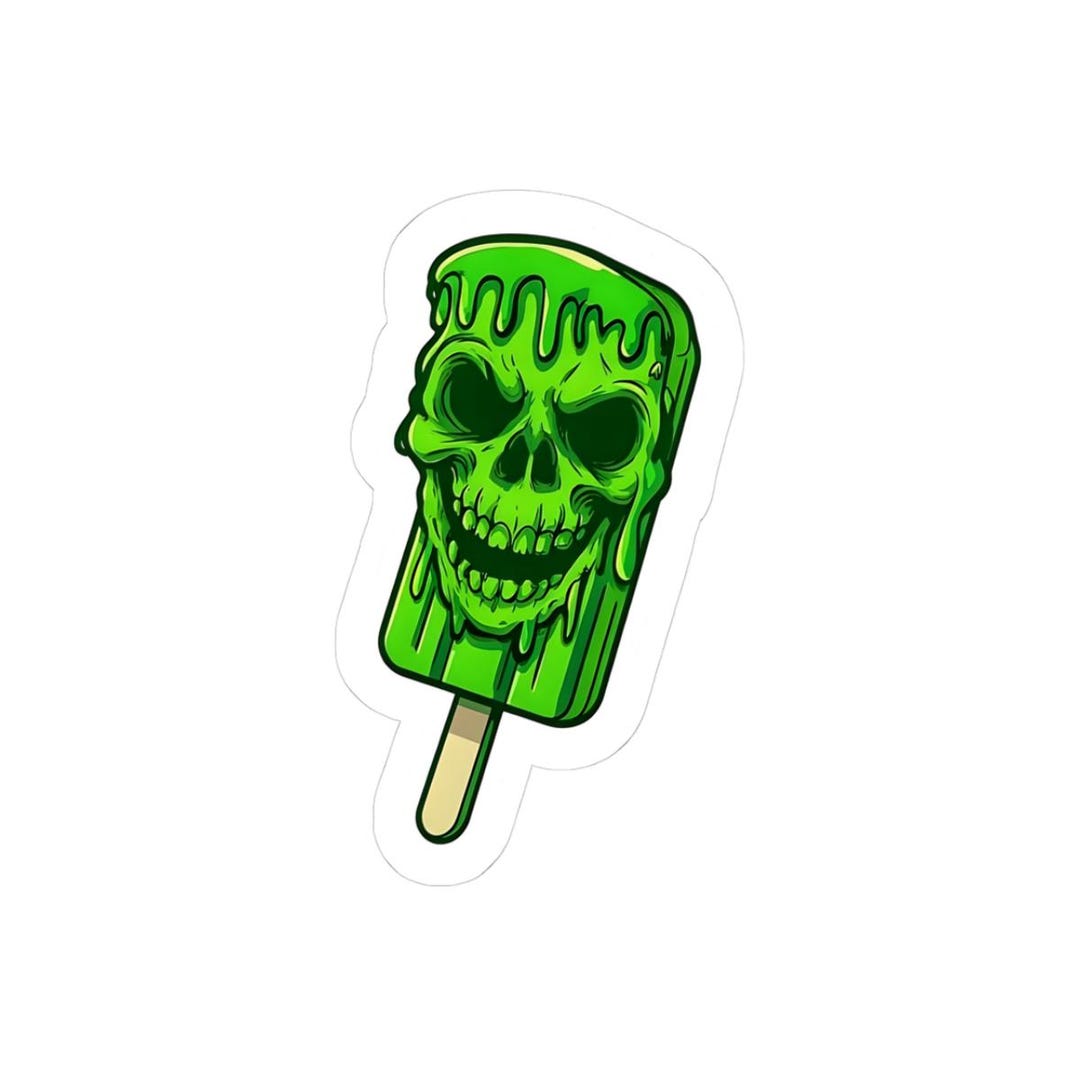 Green Skull Face Monster Popsicle Kiss-cut Stickers, Halloween Decor ...