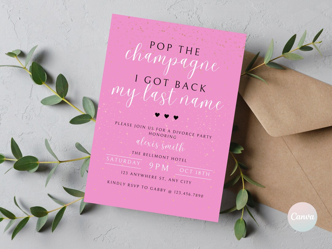 Divorce Party Invitation, Divorce Party Invite, Divorce Celebration ...