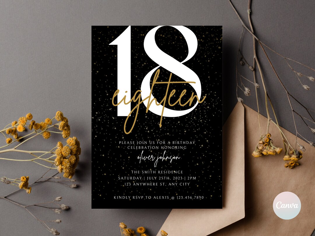 18th Birthday Invitations, 18th Invitation Template, 18th Birthday ...