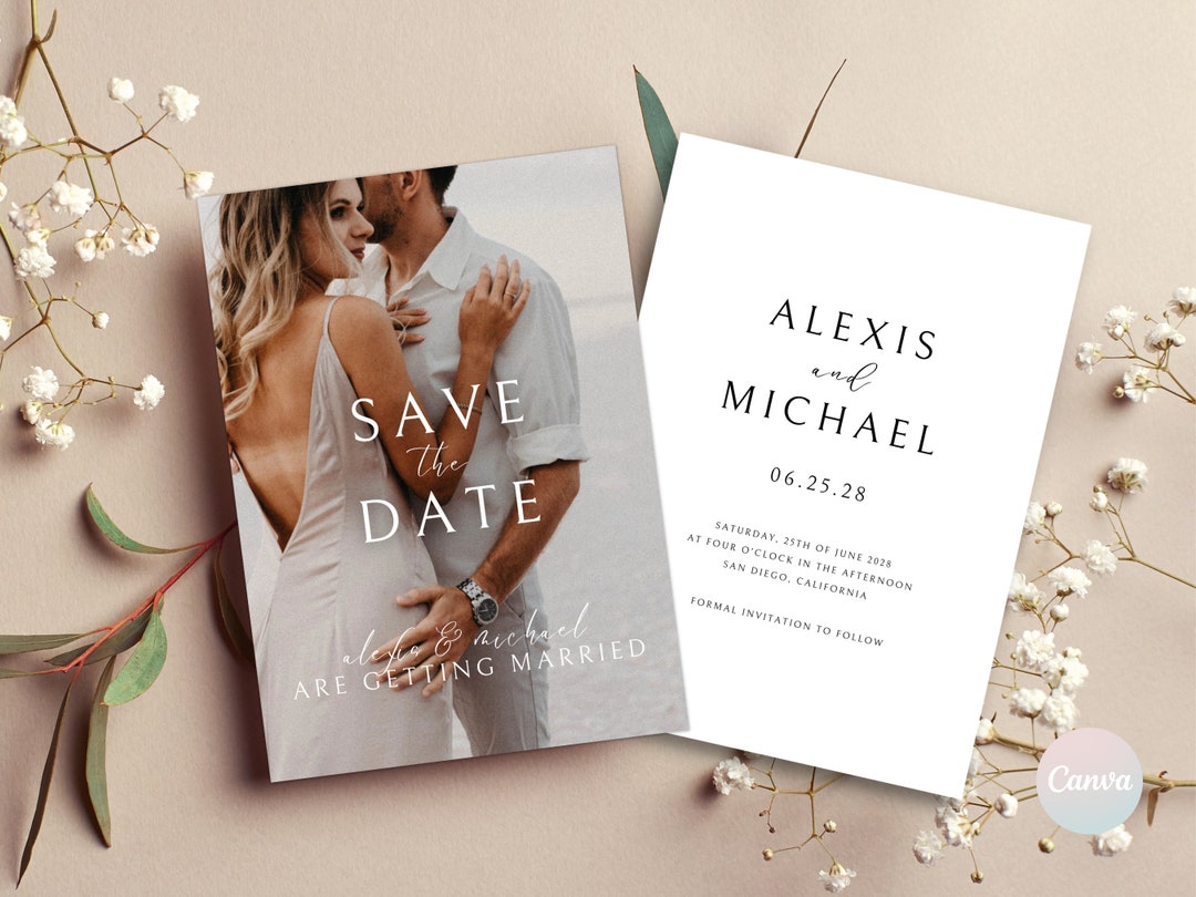 Save The Date Template With Photo Digital Save The Dates Wedding Save