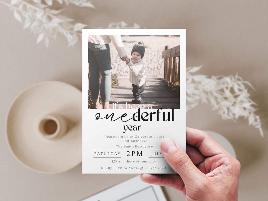 1st Birthday Invitation Boy, Minimal 1st Birthday Invitation Template ...