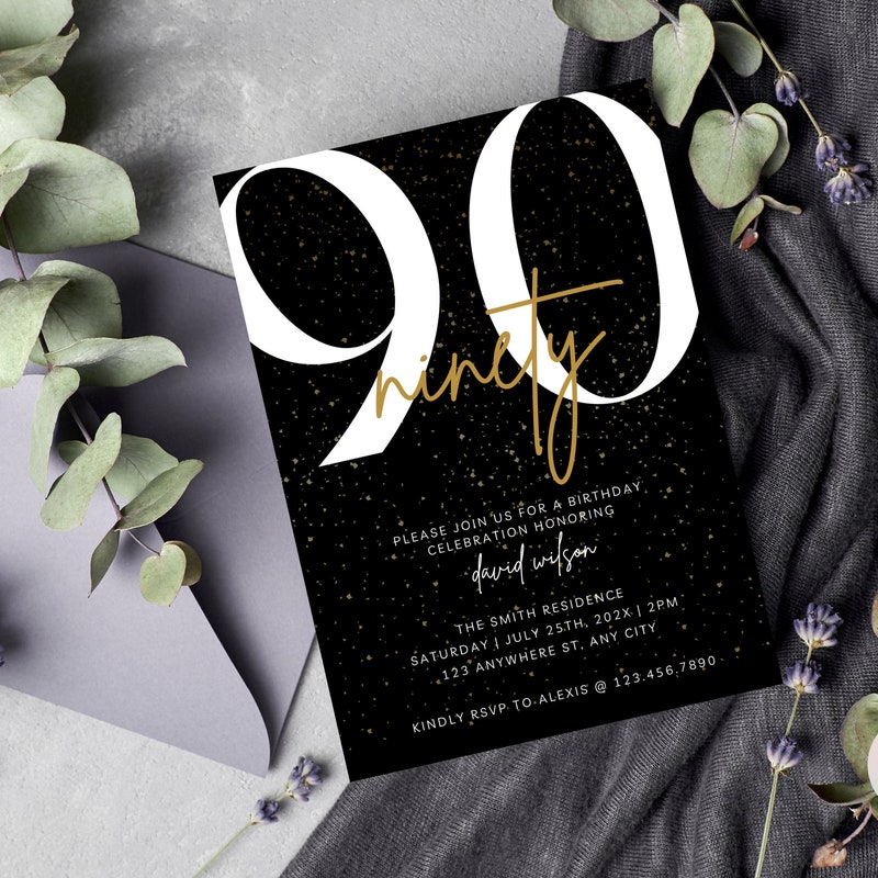 90th Birthday Invitations - Etsy