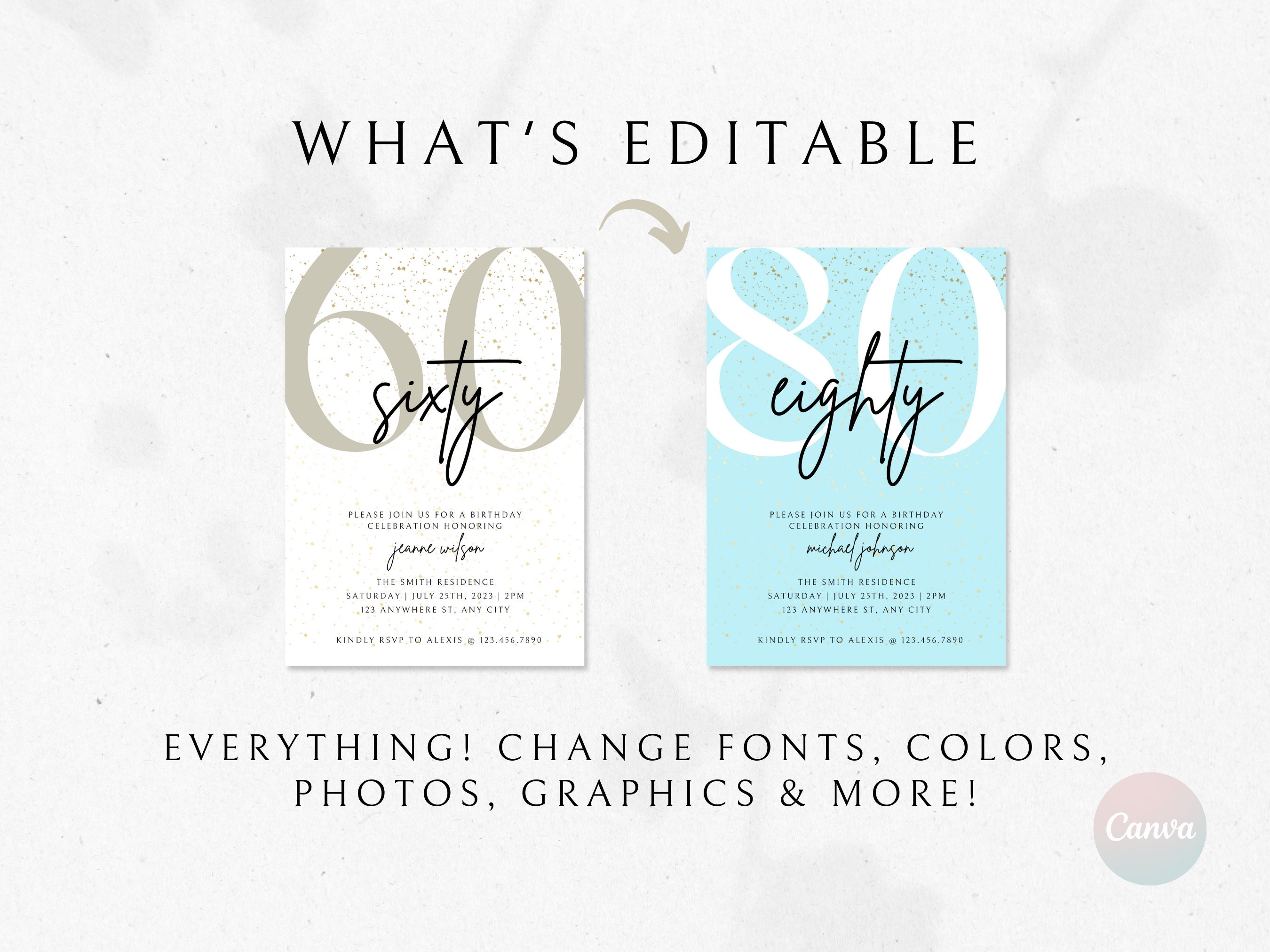 60th Birthday Invitation, 60th Invite Template, Digital 60th Birthday ...