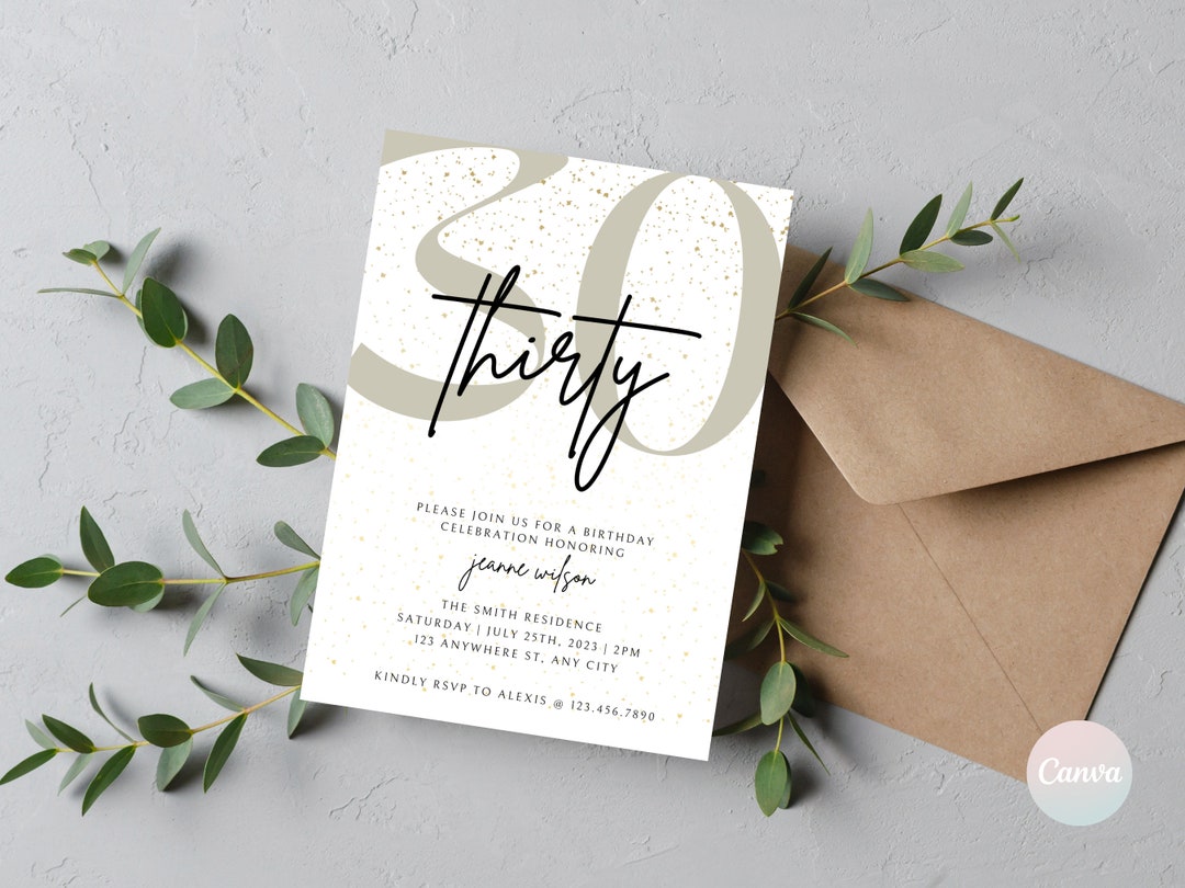 30th Birthday Invitation, 30th Invite Template, Digital 30th Birthday ...