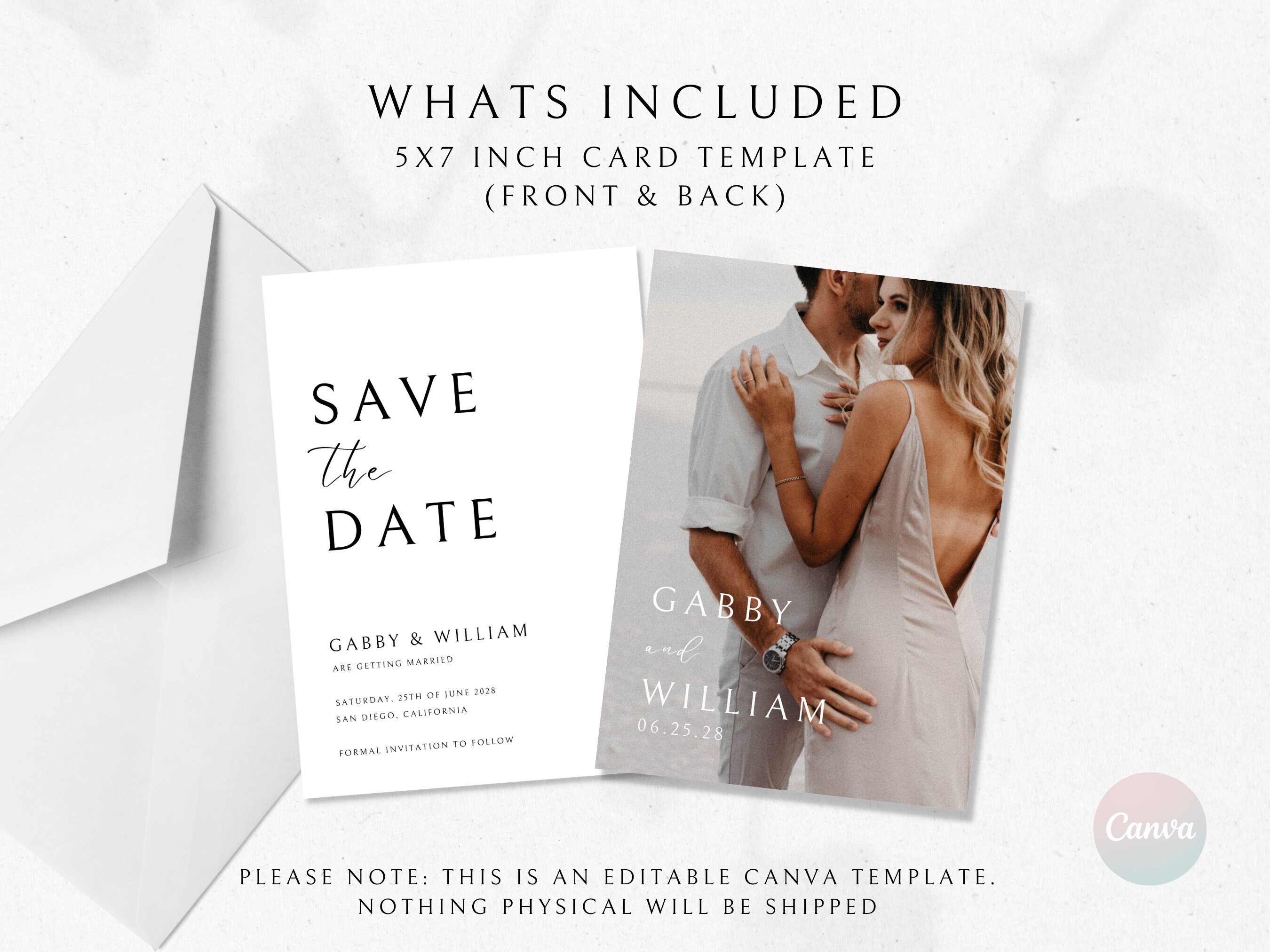 Save The Date Template With Photo Digital Save The Dates Etsy