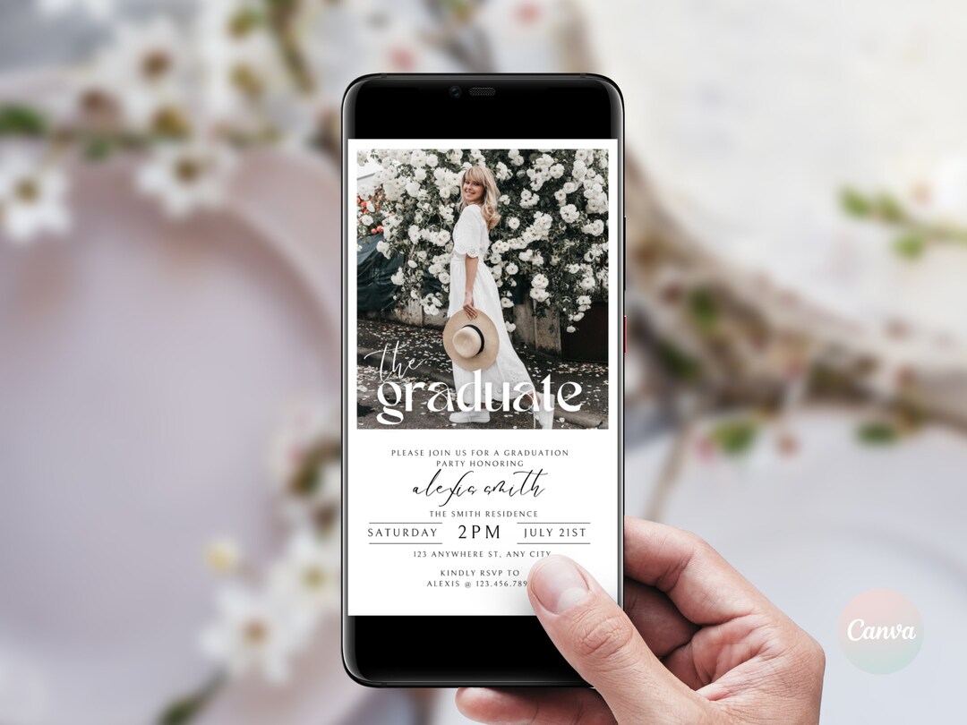 Graduation Invitation, Graduation Invitation Digital, Photo Graduation ...