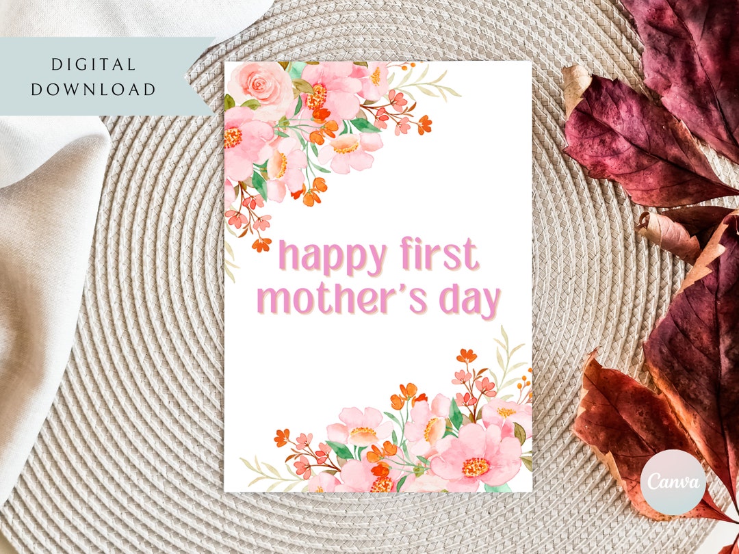 First Mother's Day Card Template, Mother's Day Card Printable, 1st ...