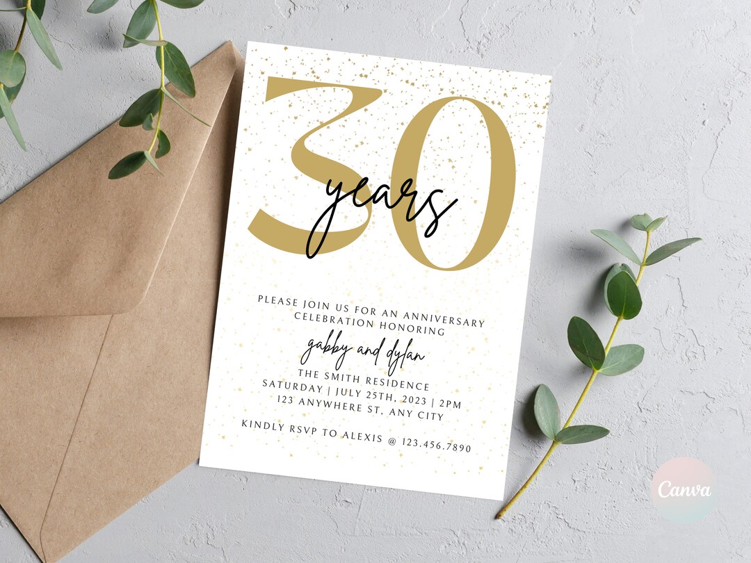 30th Anniversary Invitation, Wedding Anniversary Invite, Anniversary ...