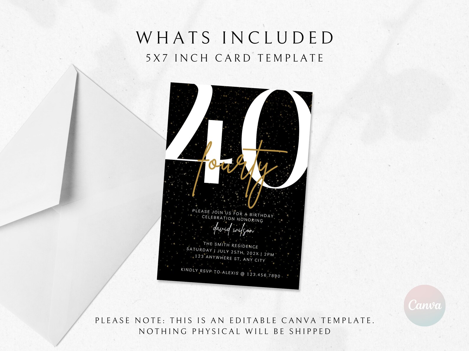 40th Birthday Invitation, 40th Invite Template, Digital 40th Birthday ...