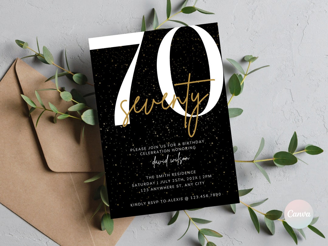 70th Birthday Invitation, 70th Invite Template, Digital 70th Birthday ...