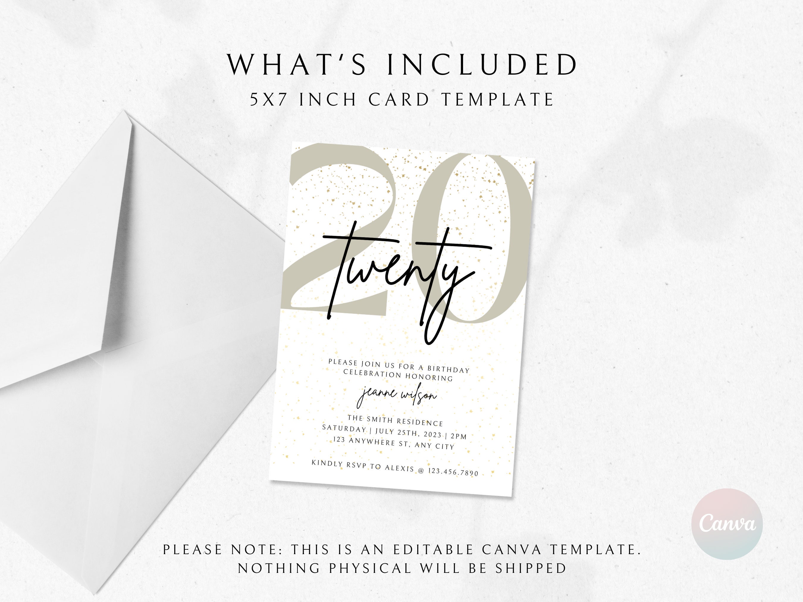 20th Birthday Invitation 20th Invite Template Digital 20th - Etsy