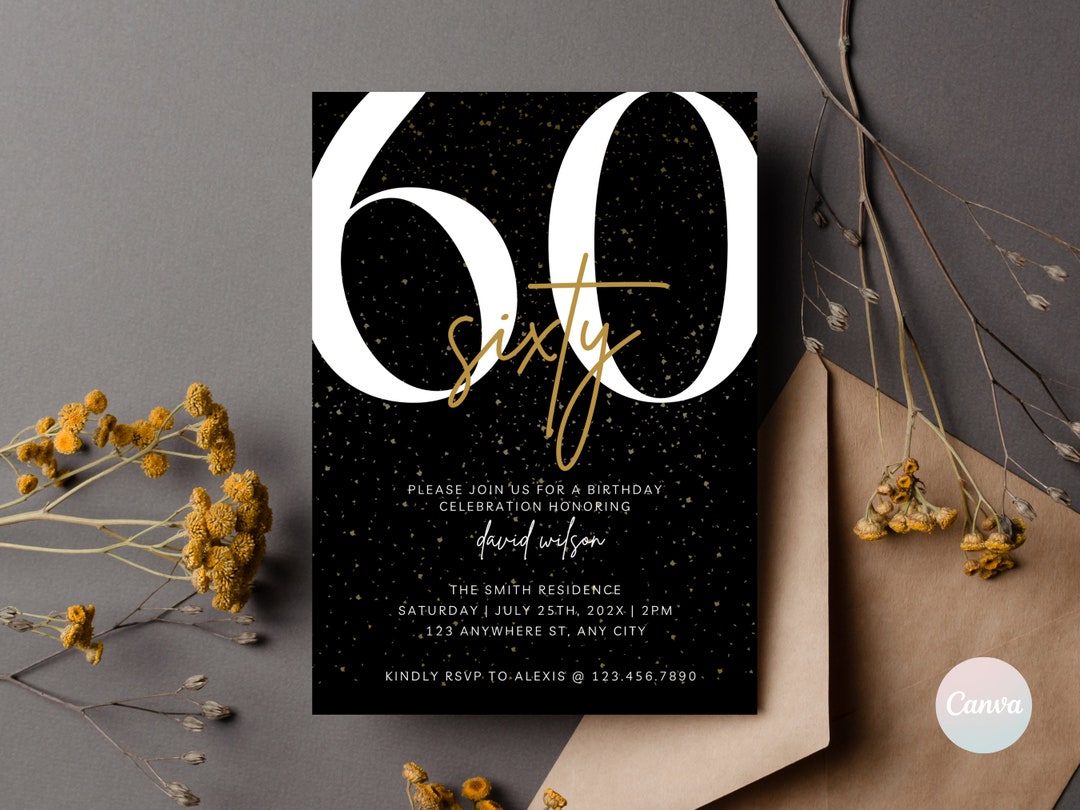 60th Birthday Invitation, 60th Invite Template, Digital 60th Birthday ...