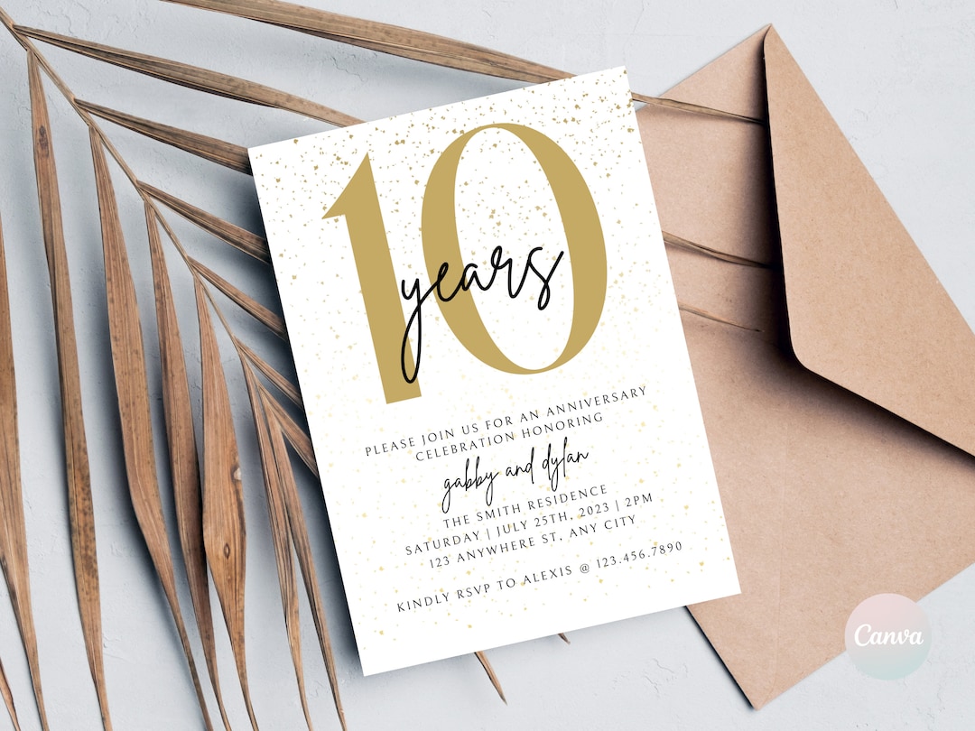 10th Anniversary Invitation, Wedding Anniversary Invite, Anniversary ...