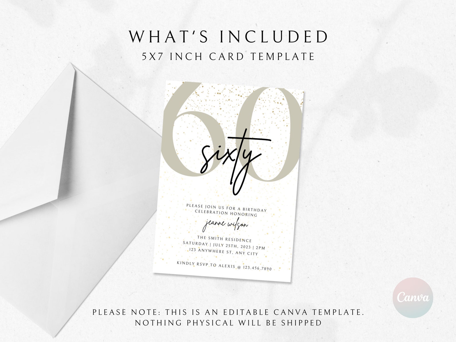 60th Birthday Invitation, 60th Invite Template, Digital 60th Birthday ...