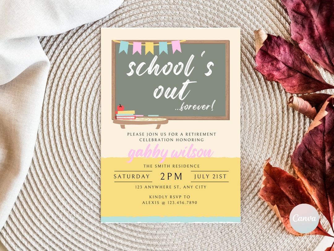 Teacher Retirement Invitation, Retirement Party Invitation, School's ...