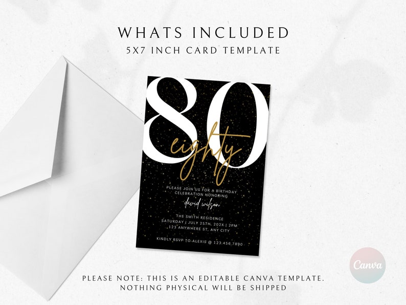 80th Birthday Invitation 80th Invite Template Digital 80th Etsy Australia