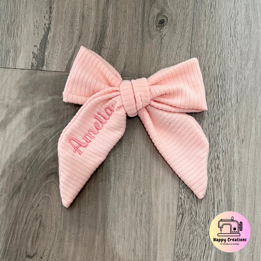 Girls Hair Bow With Name Embroidered - Personalized Hair Bows ...