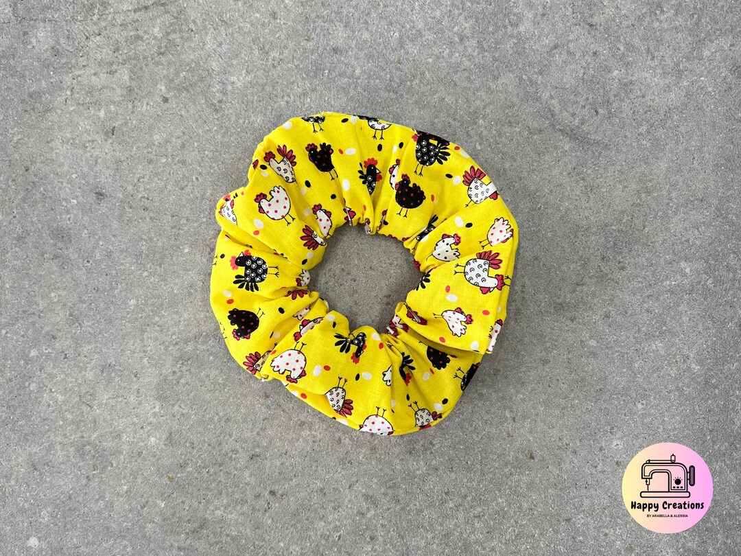 Handmade Hair Scrunchie - Cute Chickens Hair Scrunchie - Cute Hair ...