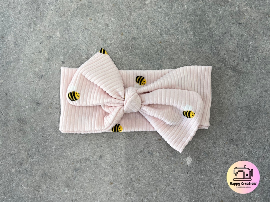 Bumble Bee Bow Stretch Headband - Wide Baby Headwrap - Bees Baby ...