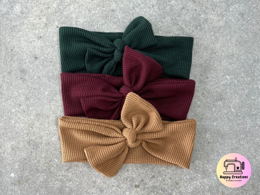 Set of 3 Baby Waffle Weave Headbands With Bow Fall Colors - Baby Waffle ...