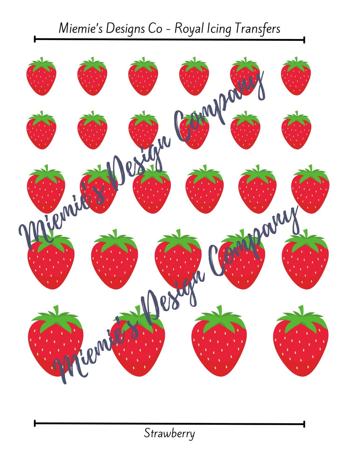 MDC - Strawberry Royal Icing Transfer Sheet - DIGITAL DOWNLOAD - Etsy