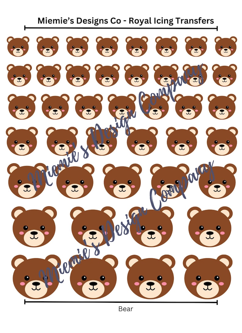 Royal Icing Transfer - Teddy Bear, Cookie Decorating - DIGITAL DOWNLOAD ...