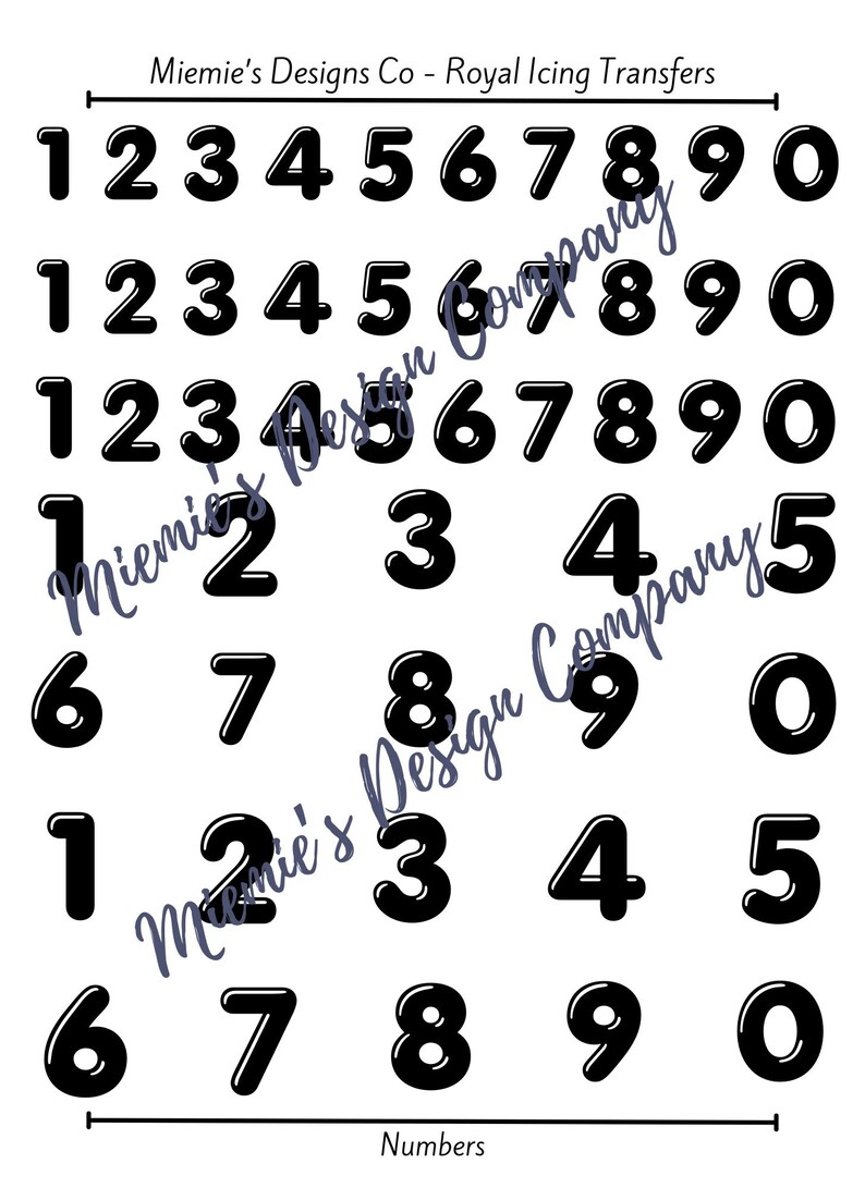 Royal Icing Transfer - Bubble Numbers - DIGITAL DOWNLOAD - Etsy