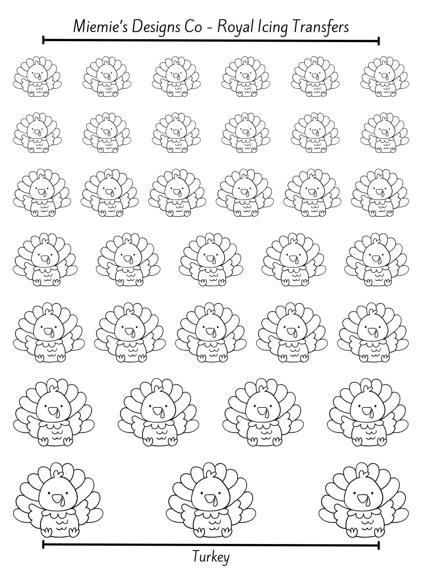 Royal Icing Transfer - Turkey - DIGITAL DOWNLOAD - Etsy
