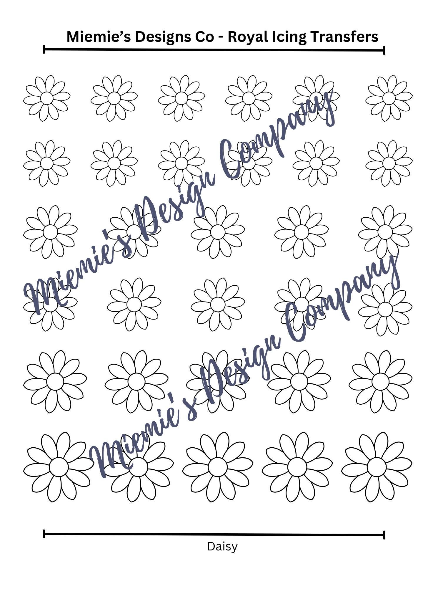 Royal Icing Transfer - Daisy - DIGITAL DOWNLOAD - Etsy