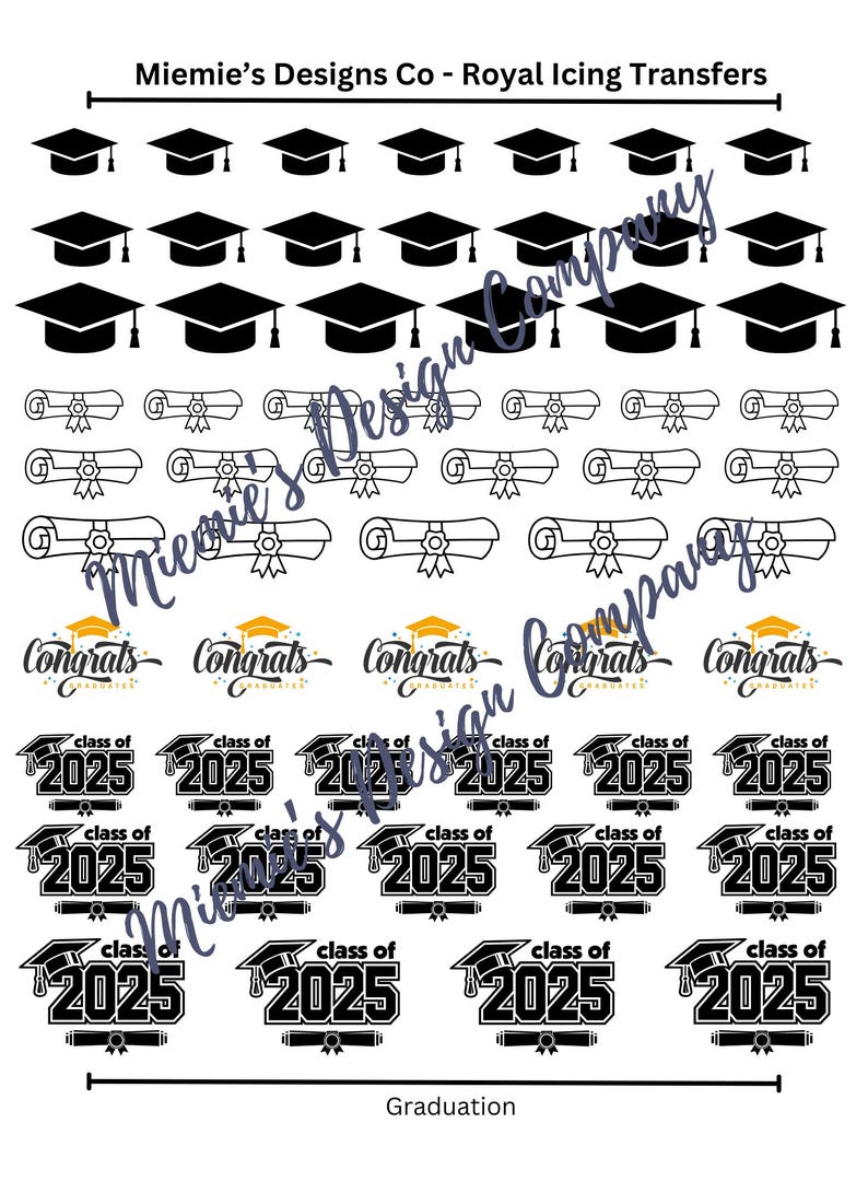 Graduation Icing Transfer Sheet, Graduation Cookie Decoration, Baking ...