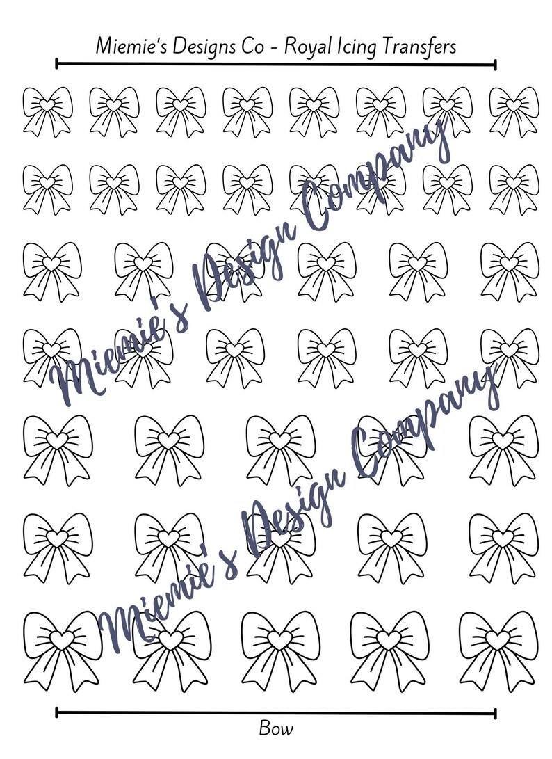 Royal Icing Transfer - Bow With Heart - DIGITAL DOWNLOAD - Etsy