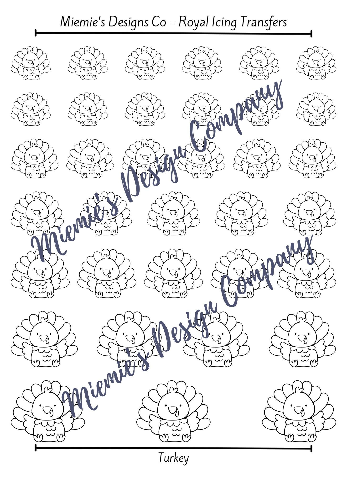 Royal Icing Transfer - Turkey - DIGITAL DOWNLOAD - Etsy