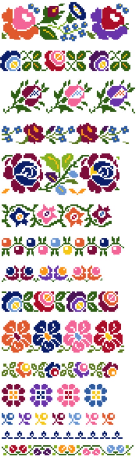 Slavic Folk Embroidery - a Set of 15 Colourful Flower-patterns From ...
