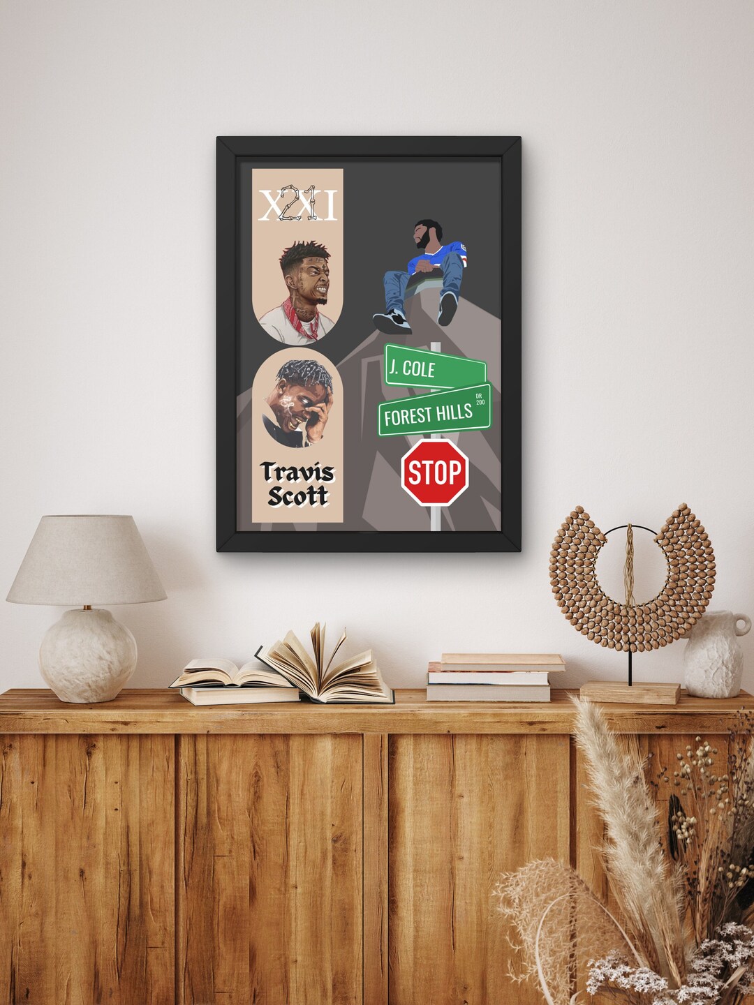 J. Cole, 21 Savage, Travis Scott Wall Art - Etsy
