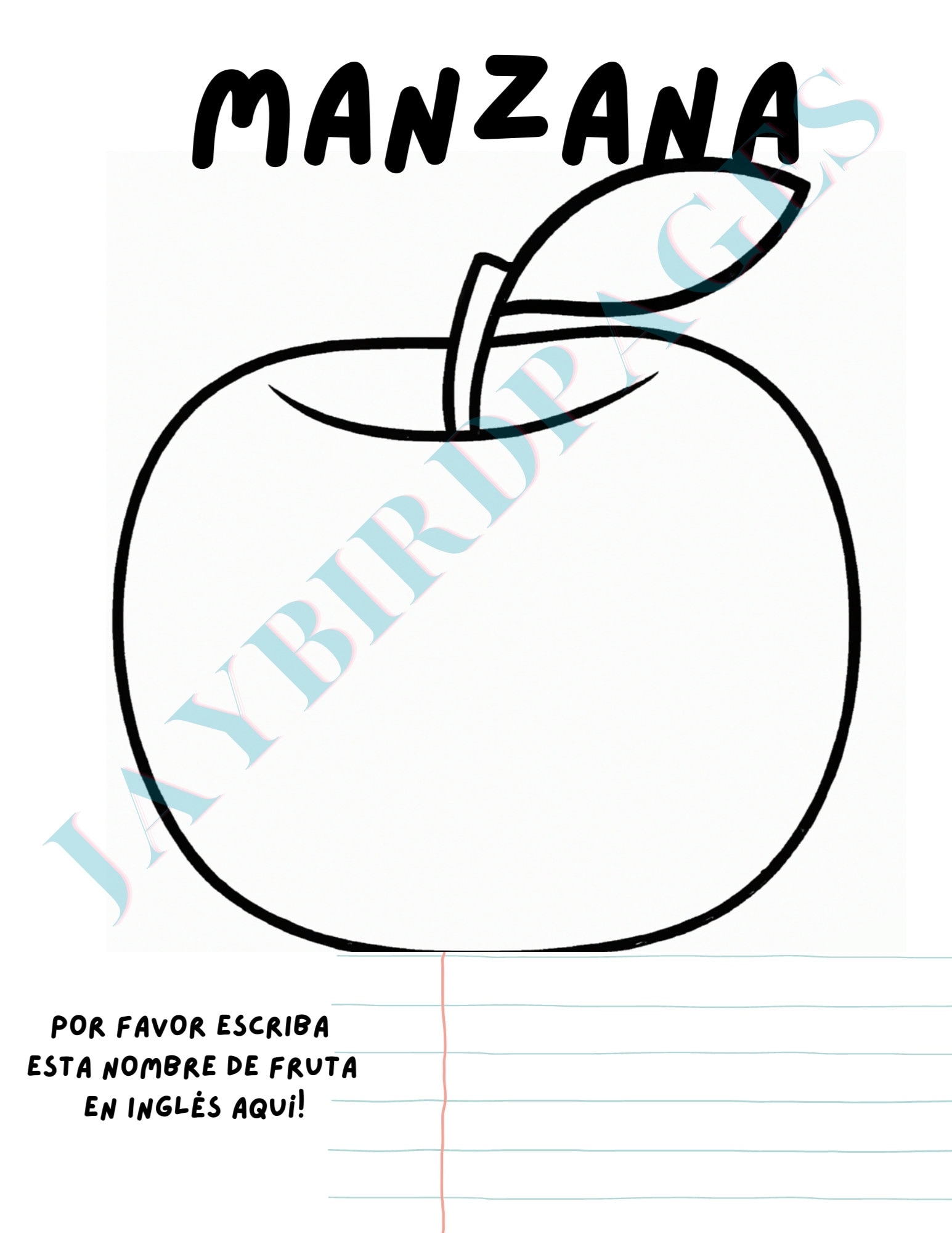 Fruit and Veggies Bilingual Coloring Page Bundle: Kids Activity, Learn ...