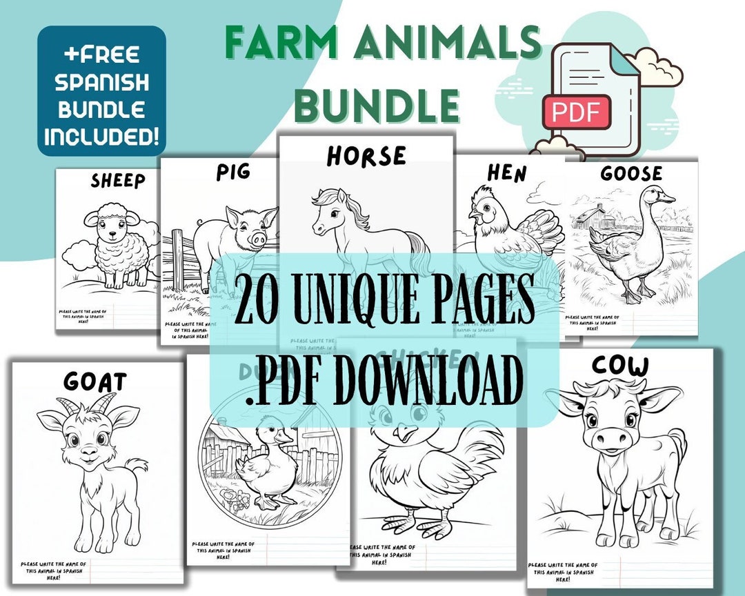 Farm Animals, Coloring Book for Kids,farm Animal Coloring Pages, Farm ...