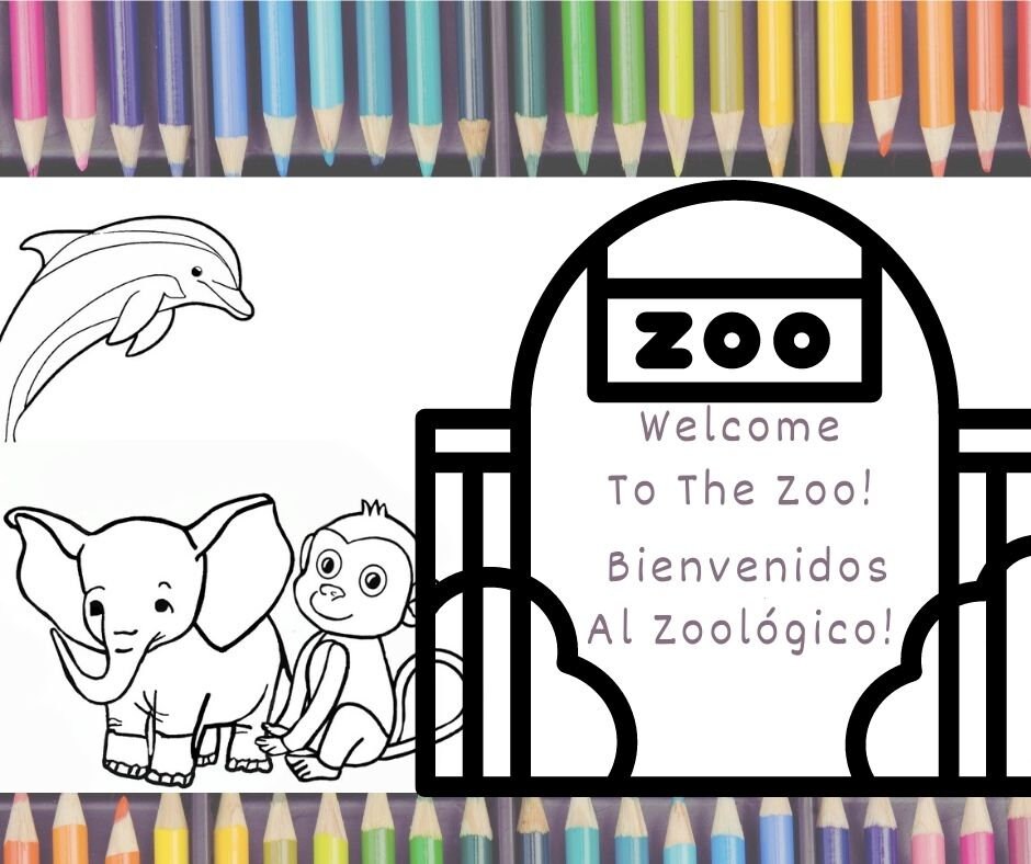 Bilingual Zoo Animal Coloring Pages: Learn Spanish, Fun Coloring Pages ...