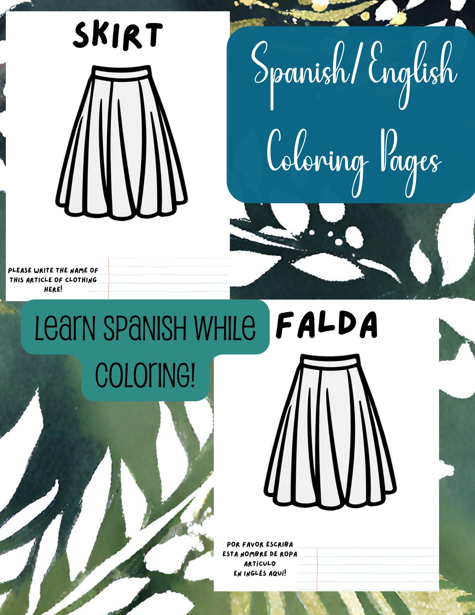 Clothing Coloring Pages-bilingual Spanish & English, Pre-k, Preschool ...