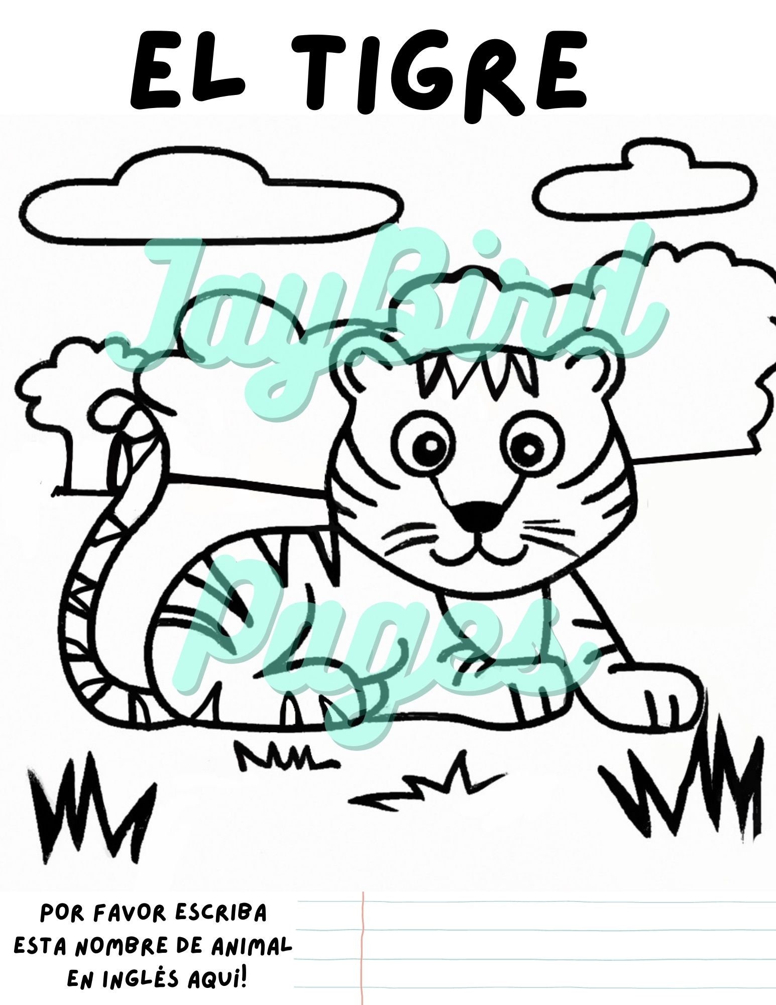 Bilingual Zoo Animal Coloring Pages: Learn Spanish, Fun Coloring Pages ...