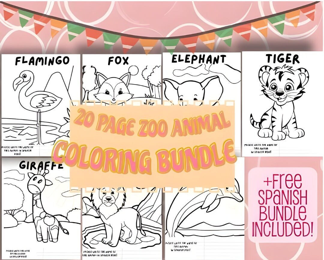 Bilingual Zoo Animal Coloring Pages: Learn Spanish, Fun Coloring Pages ...
