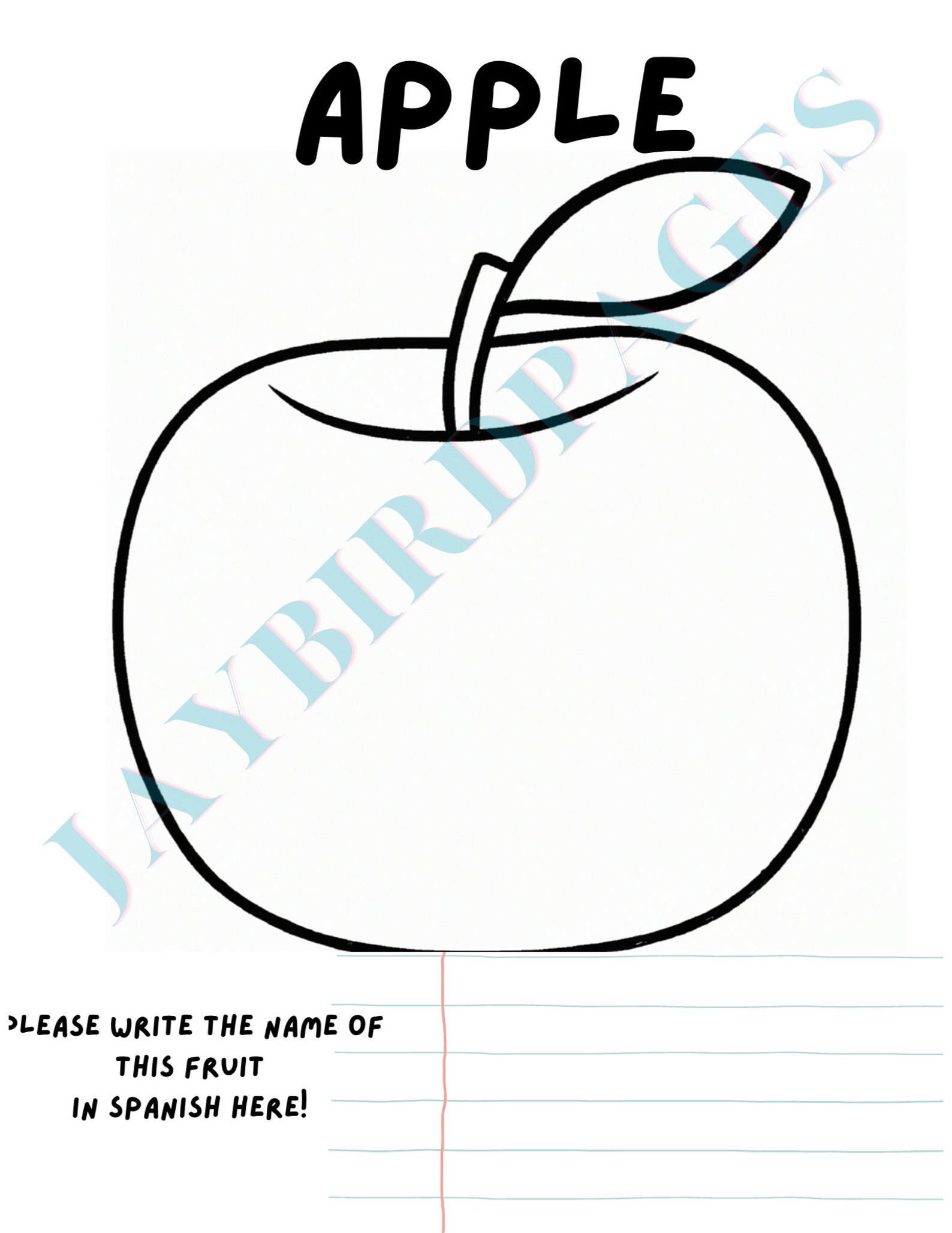 Fruit and Veggies Bilingual Coloring Page Bundle: Kids Activity, Learn ...