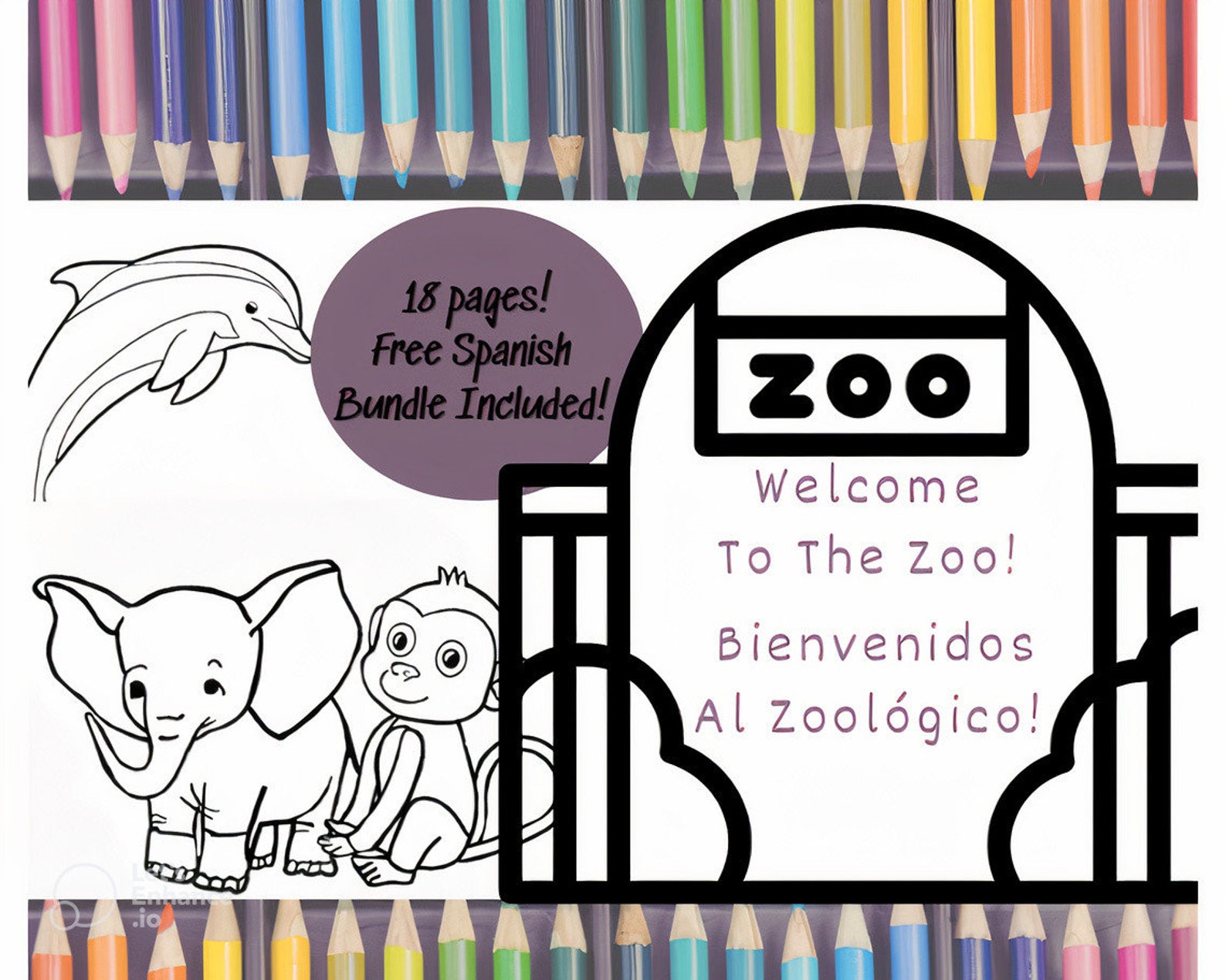 18 Printable Zoo Animal Coloring Pages: Learn Spanish,kids Coloring ...