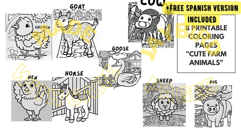 16 Page Spanish-english Printable Coloring Book Bundle: - Etsy